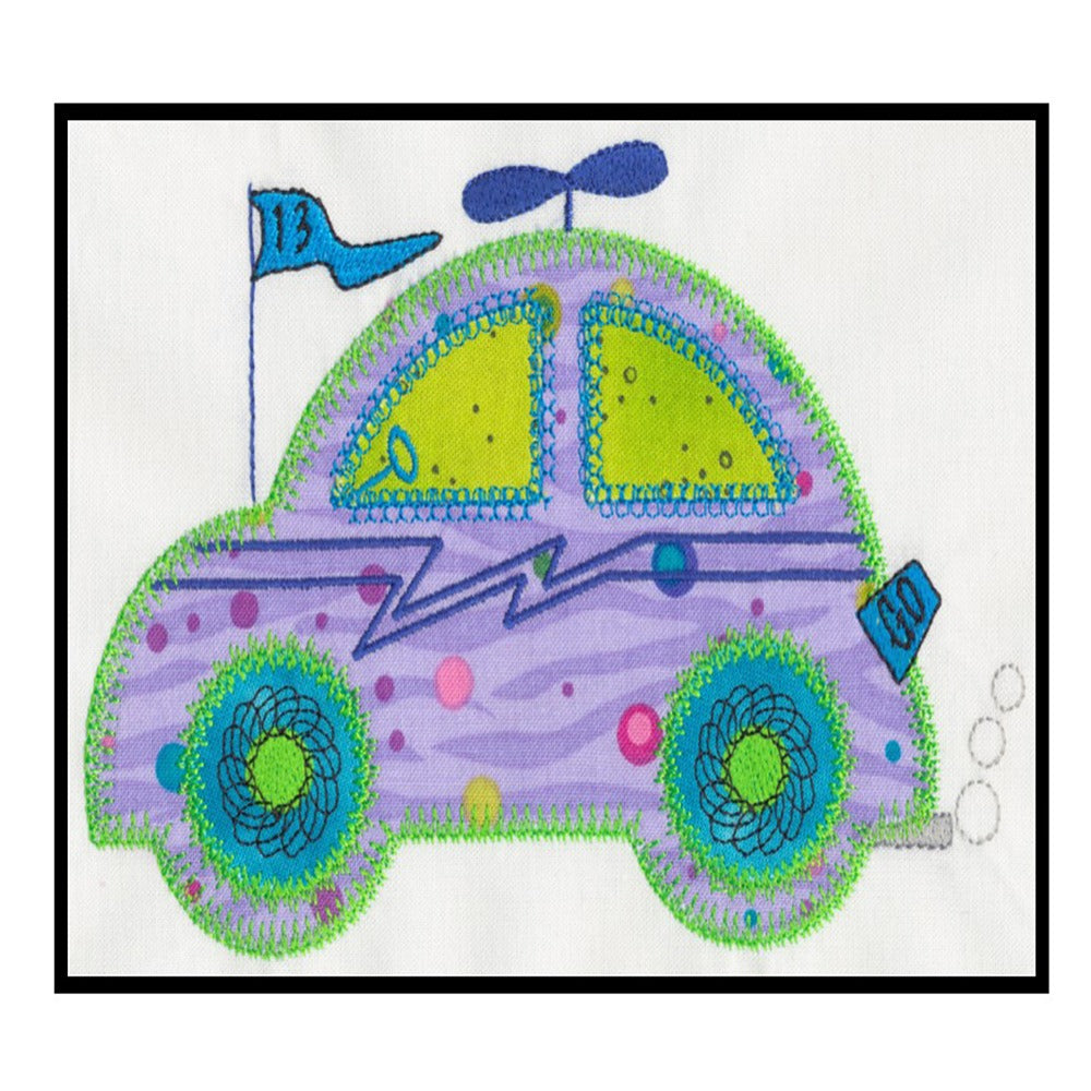 V-Stitch Designs Cute Car Single 2 Embroidery Design - Digital Download