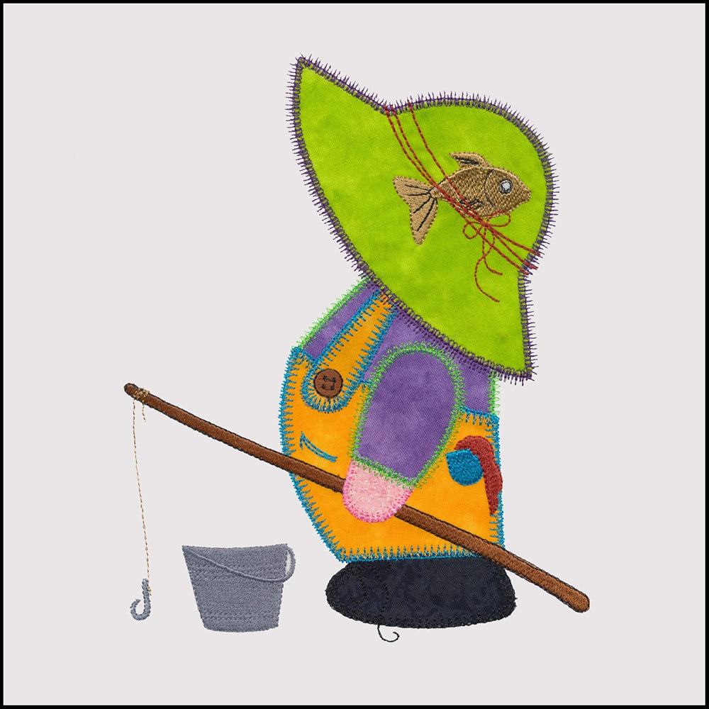 V-Stitch Designs Fishing Overall Sam Embroidery Design - Digital Download