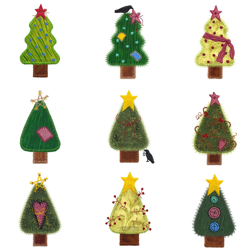 V-Stitch Designs Primitive Trees Set Embroidery Designs - Digital Download