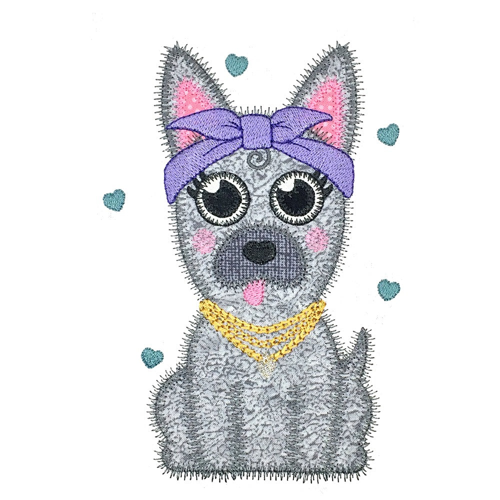 V-Stitch Designs Sassy Pup Embroidery Design - Digital Download
